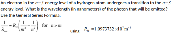Solved An electron in the n=5 energy level of a hydrogen | Chegg.com