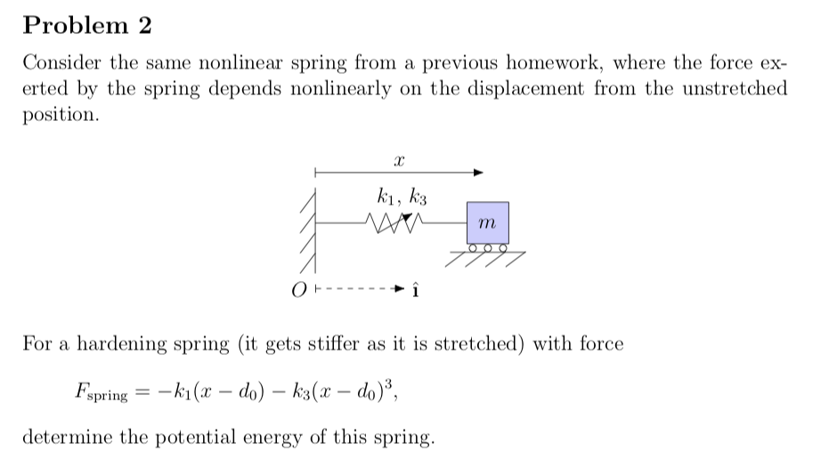 Solved Problem 2 Consider the same nonlinear spring from a | Chegg.com