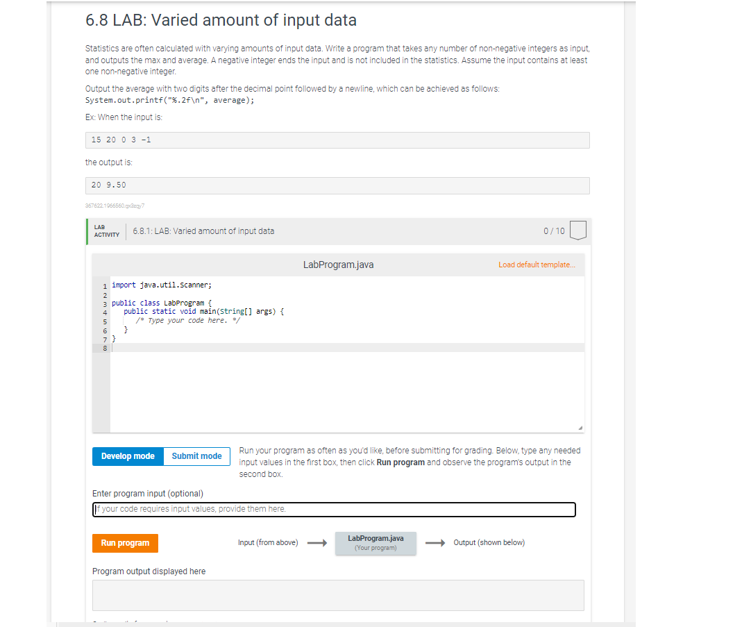 Solved 6 8 Lab Varied Amount Of Input Data Statistics Are