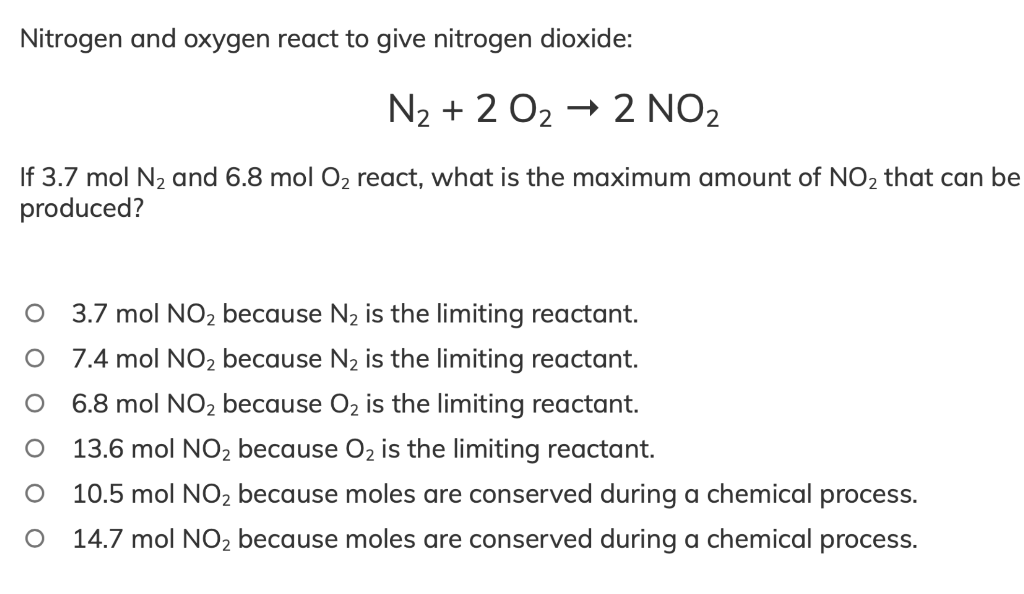 Solved Nitrogen and oxygen react to give nitrogen dioxide: | Chegg.com
