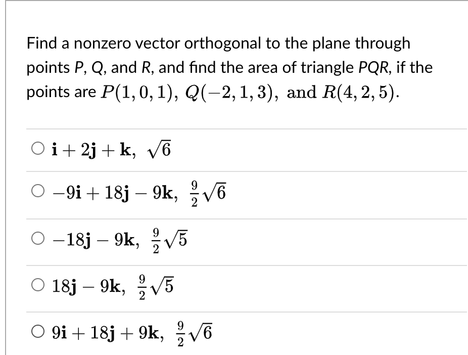 Solved Find a nonzero vector orthogonal to the plane through | Chegg.com
