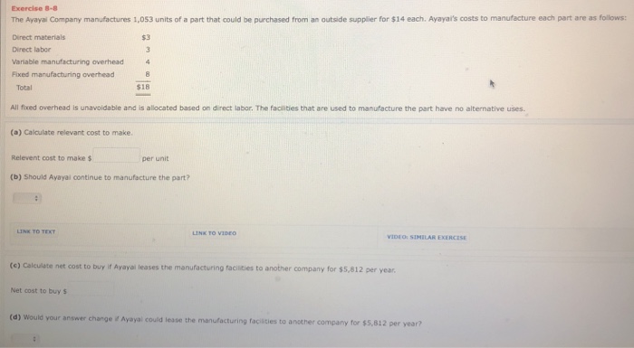 Solved Exercise 8- The Ayayai Company manufactures 1,053 | Chegg.com