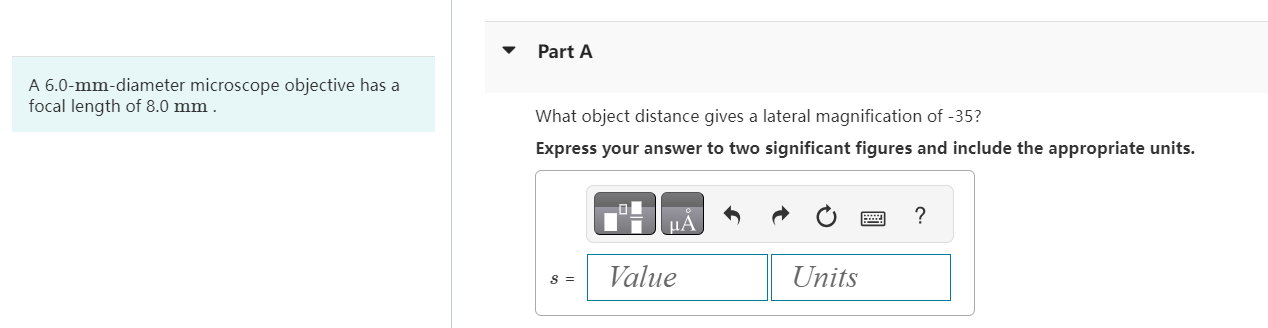 Solved A 6.0-mm-diameter microscope objective has a focal | Chegg.com
