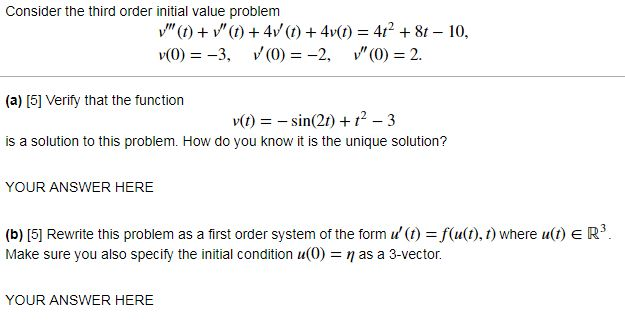 Solved Consider the third order initial value problem | Chegg.com
