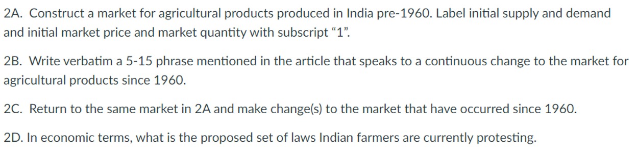 Solved 2A. ﻿Construct a market for agricultural products | Chegg.com