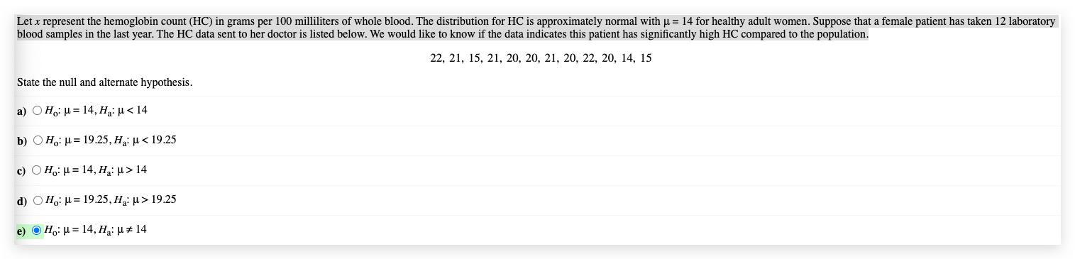 Solved Let x represent the hemoglobin count (HC) in grams | Chegg.com Solved Let x represent the hemoglobin count (HC) in grams | Chegg.com