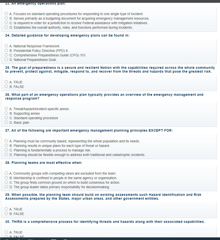 Solved 15. In the plan development step of emergency | Chegg.com
