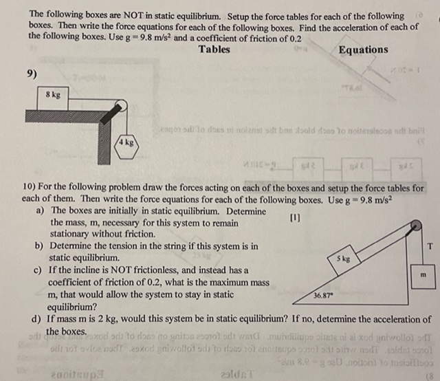 Solved The following boxes are NOT in static equilibrium. | Chegg.com