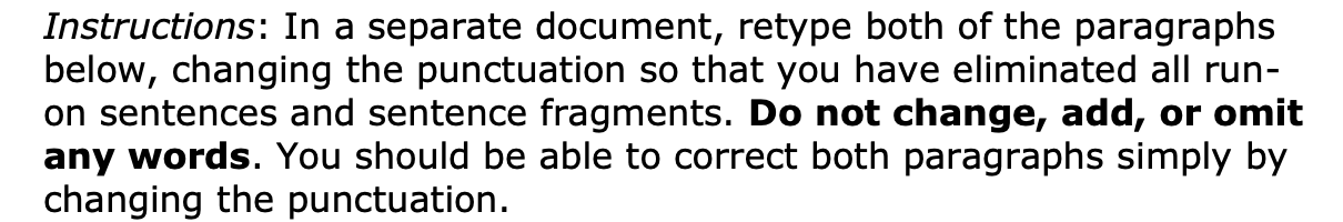 Instructions: In a separate document, retype both of | Chegg.com