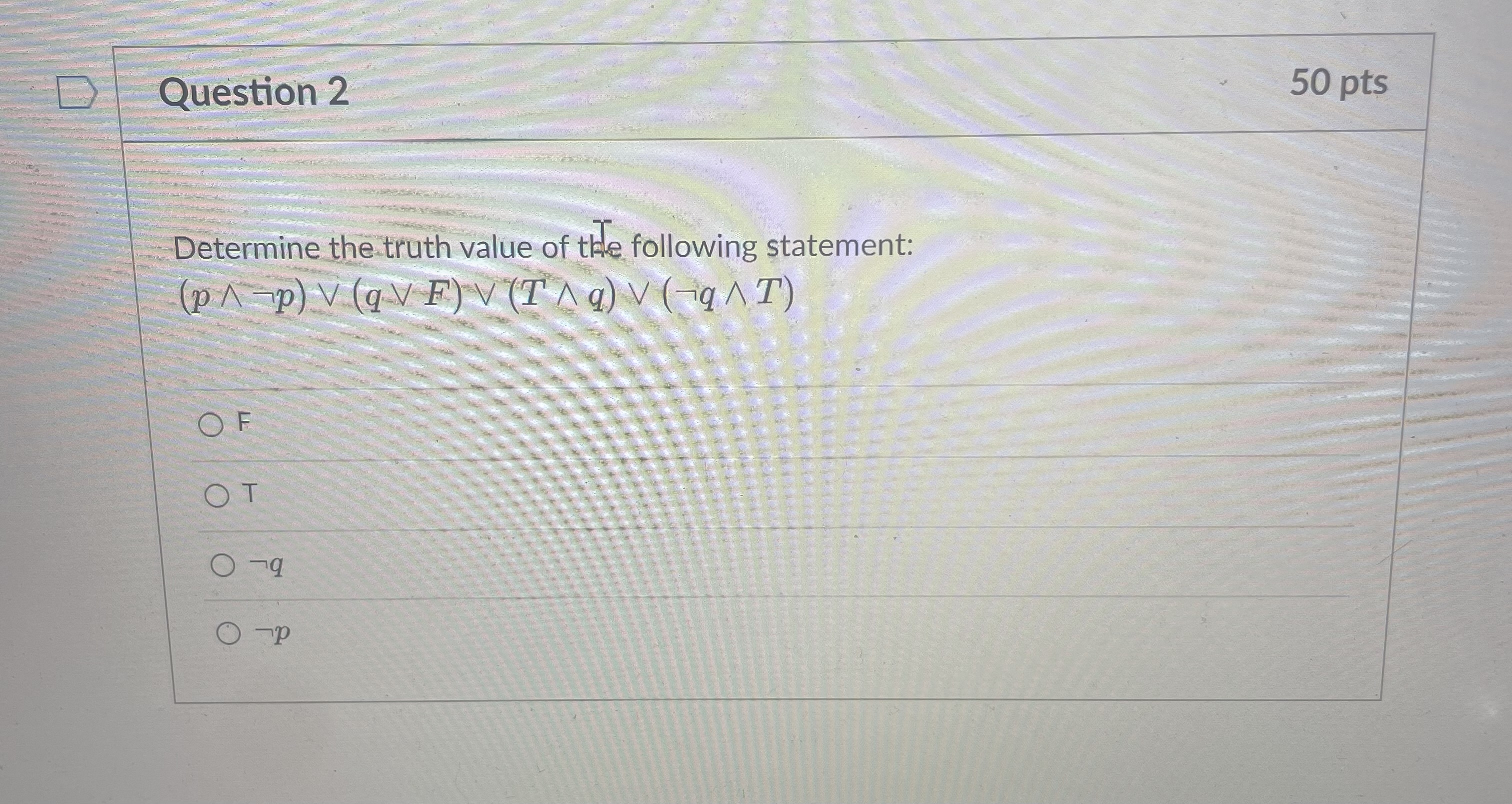 Solved Determine the truth value of the following statement: | Chegg.com