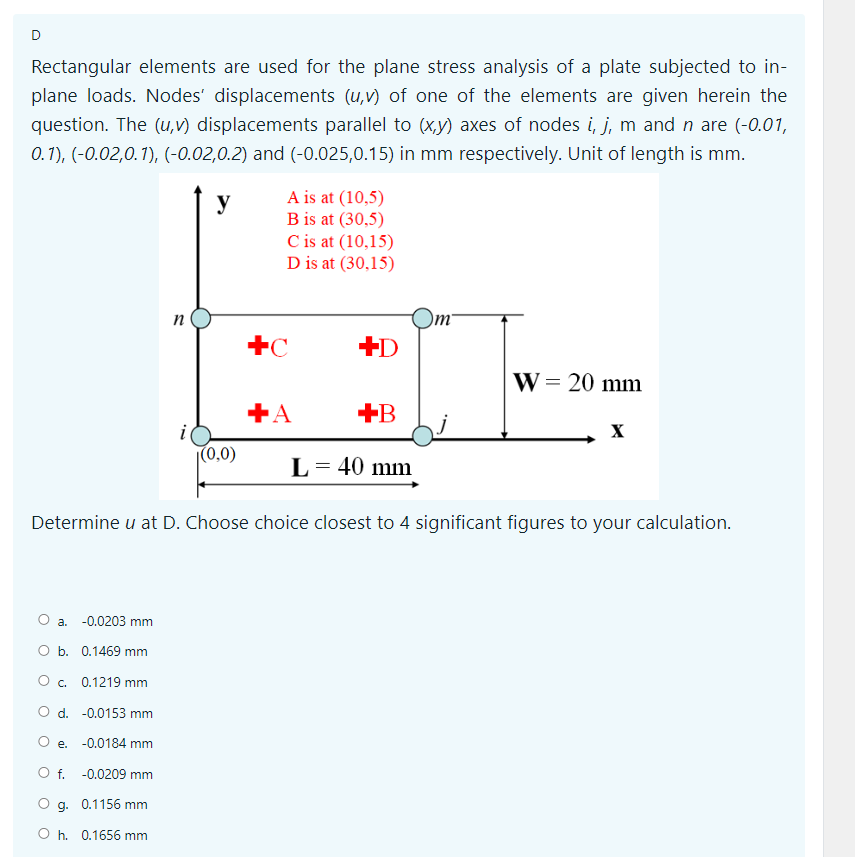 Solved D Rectangular elements are used for the plane stress | Chegg.com