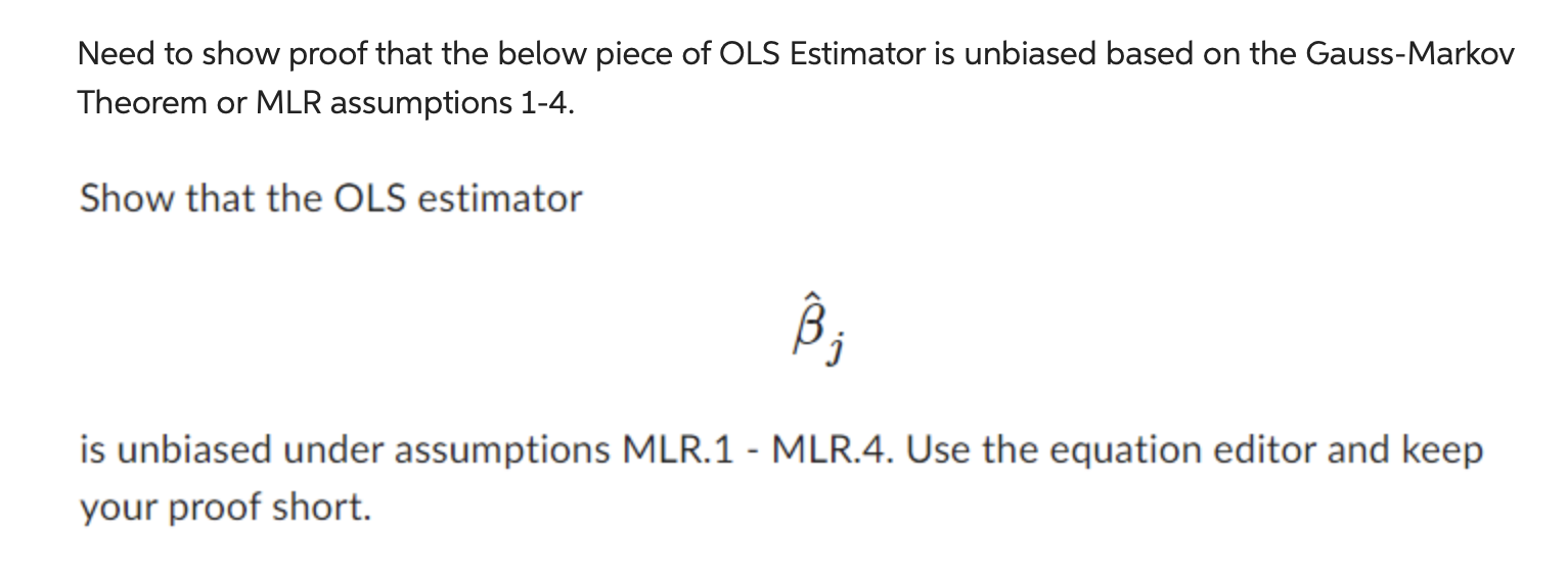 Solved Need to show proof that the below piece of OLS | Chegg.com