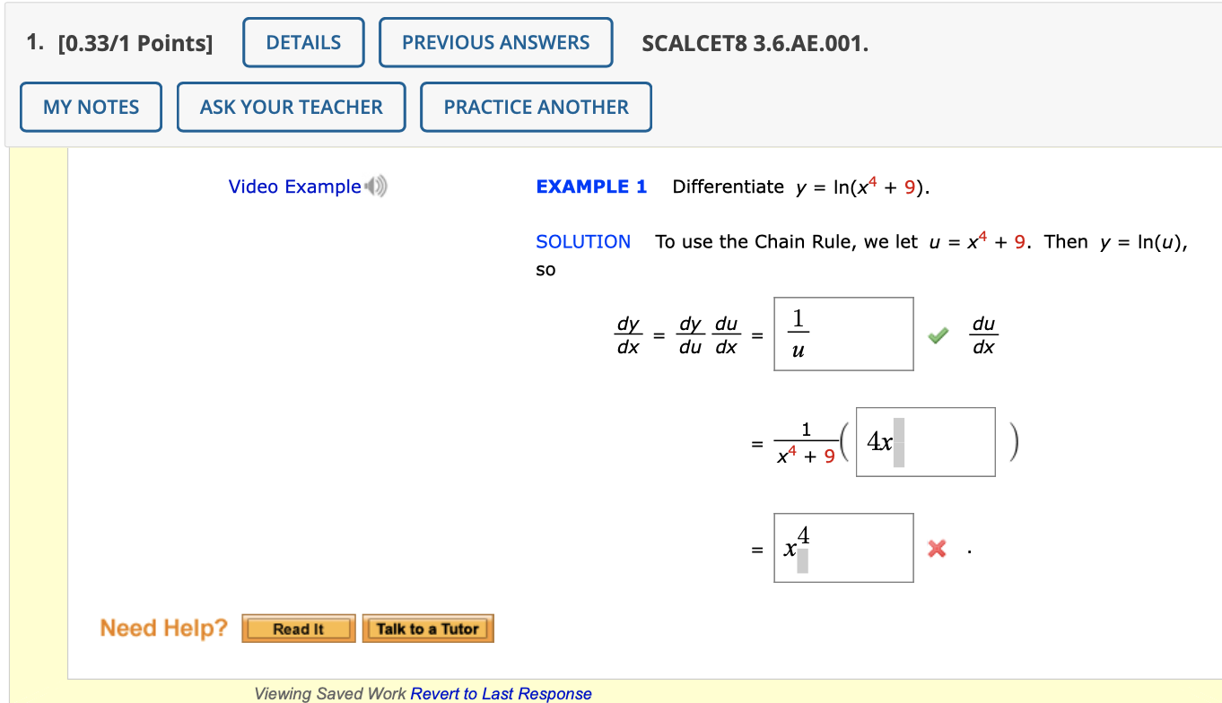 Solved 1. [0.33/1 Points] DETAILS PREVIOUS ANSWERS SCALCET8 | Chegg.com