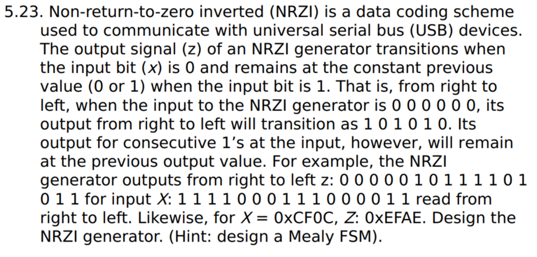5.23. Non-return-to-zero inverted (NRZI) is a data | Chegg.com