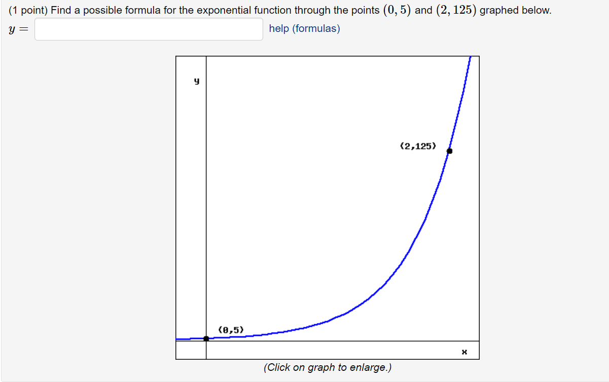 Solved (1 point) Find a possible formula for the exponential | Chegg.com