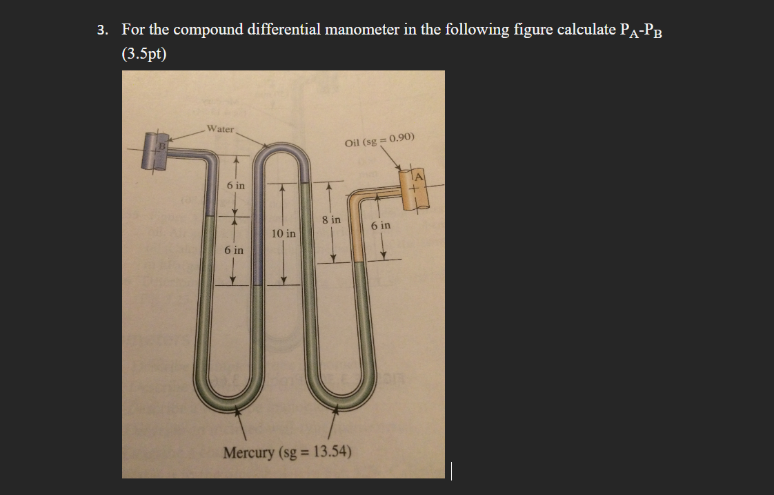 Solved For the compound differential manometer in the | Chegg.com