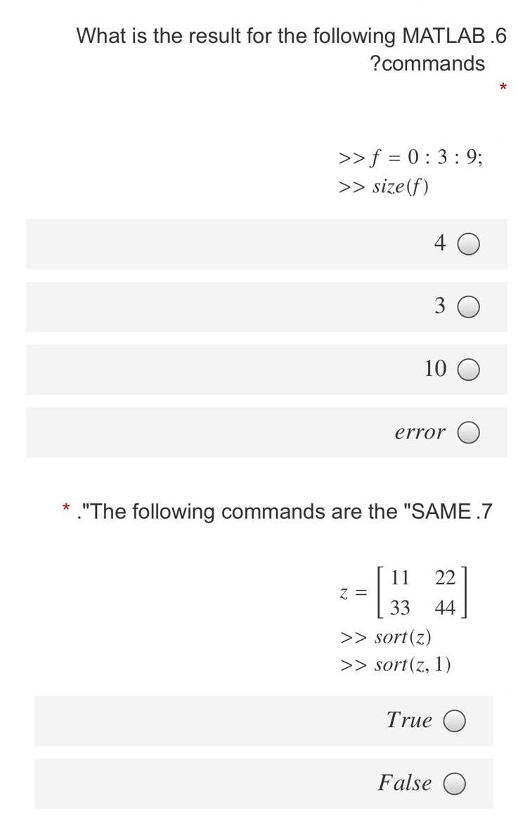 Solved Write The Correct Matlab Syntax For The 1 Following 