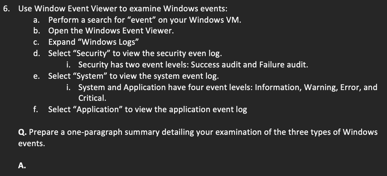 a. 5. Examine a specific Windows event log file from | Chegg.com