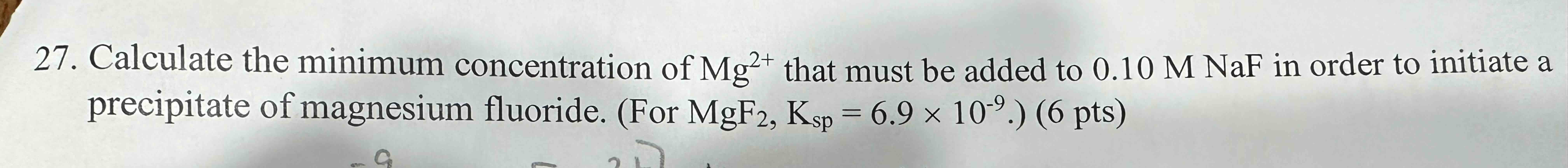 Solved Calculate the minimum concentration | Chegg.com