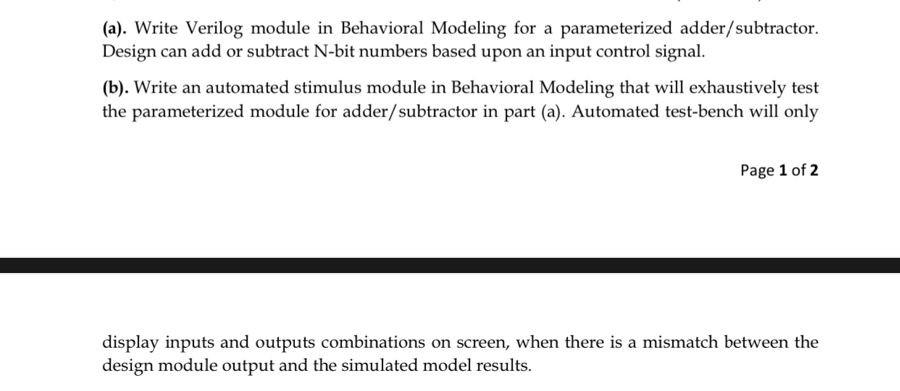 Solved A Write Verilog Module In Behavioral Modeling For 0135