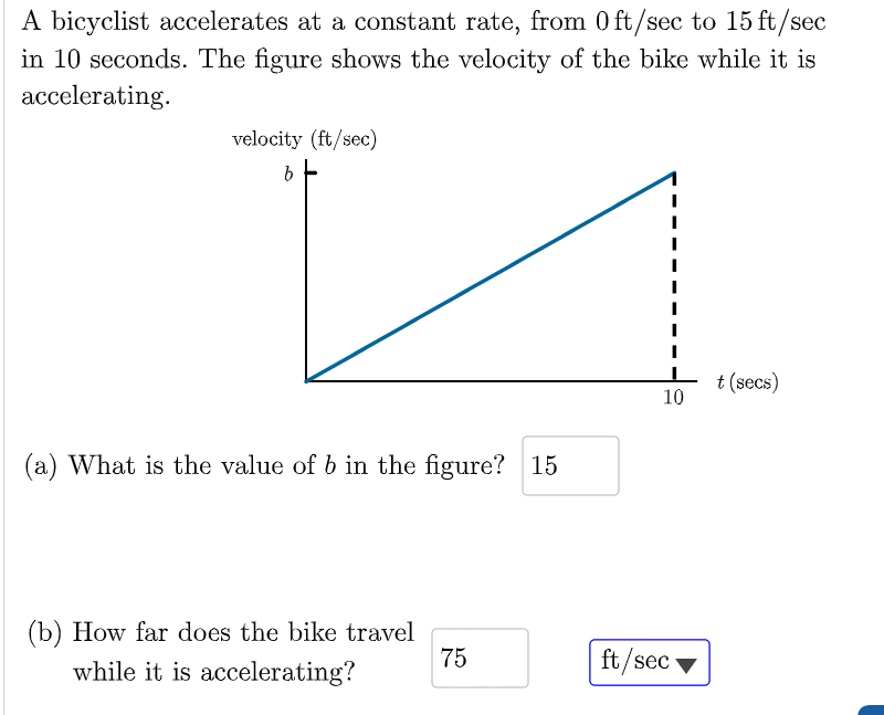 Solved A bicyclist accelerates at a constant rate, from | Chegg.com
