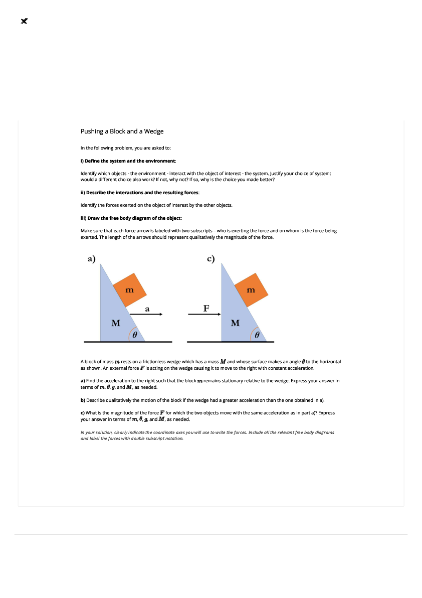 Solved Pushing a Block and a Wedge In the following problem, | Chegg.com