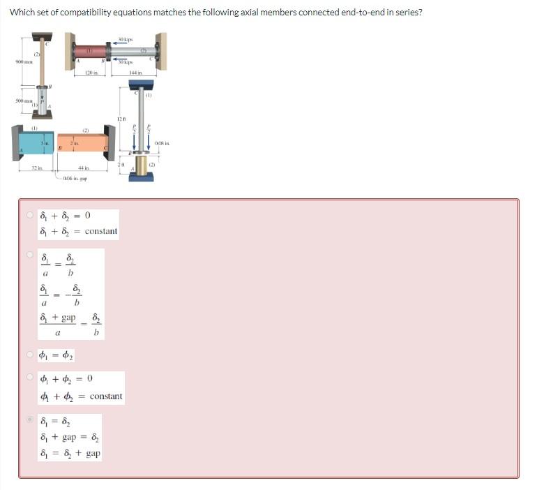 Solved Which set of compatibility equations matches the | Chegg.com