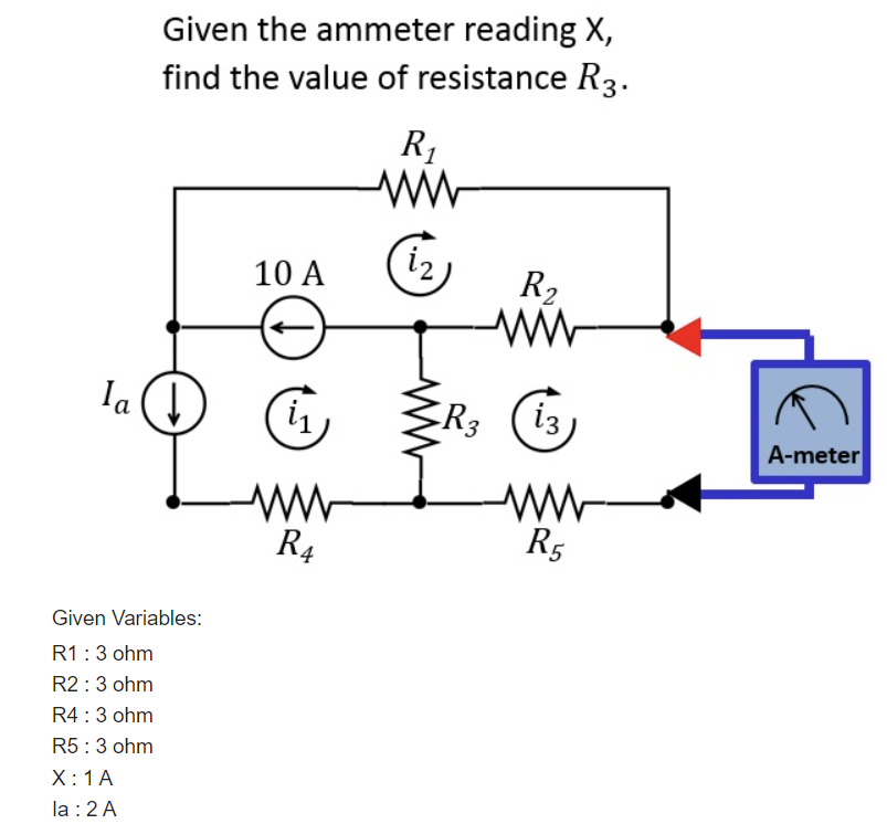 Solved Given the ammeter reading X, find the value of | Chegg.com