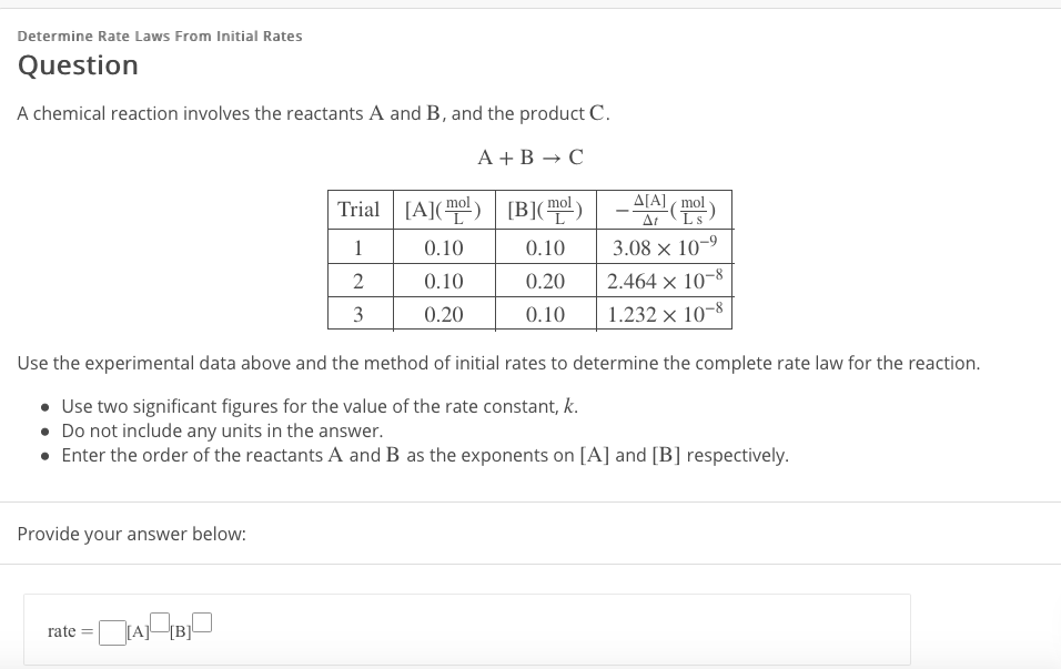 Solved Determine Rate Laws From Initial Rates Question A | Chegg.com