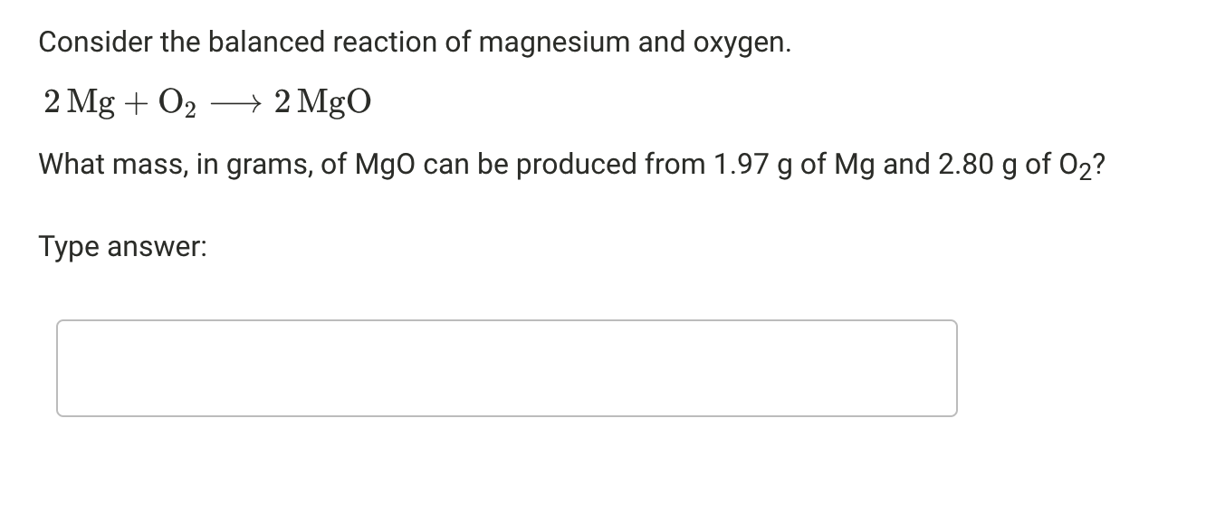 Solved Consider the balanced reaction of magnesium and | Chegg.com