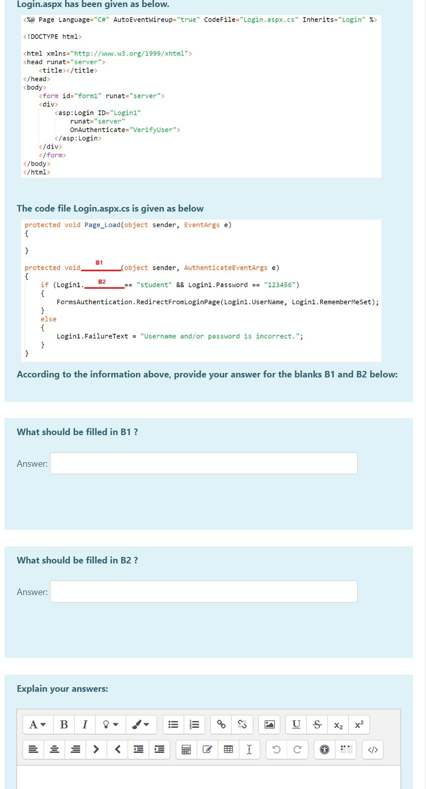 Solved Login.aspx has been given as below.