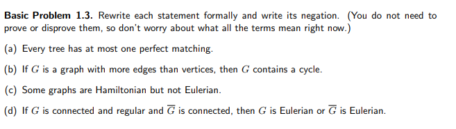 Solved Basic Problem 1.3. Rewrite each statement formally | Chegg.com