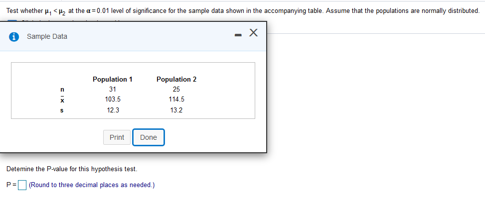 Solved Test whether mu 1 less than mu 2 at the alpha | Chegg.com