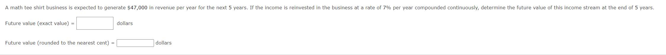 Solved Future value (exact value) = dollars Future value | Chegg.com