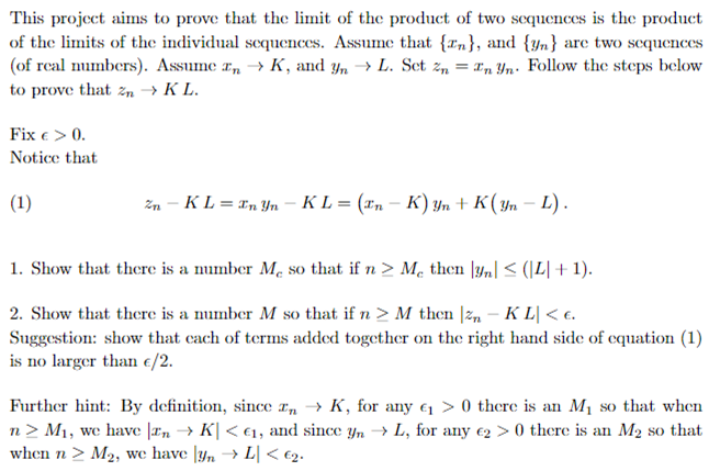 Solved This project aims to prove that the limit of the | Chegg.com