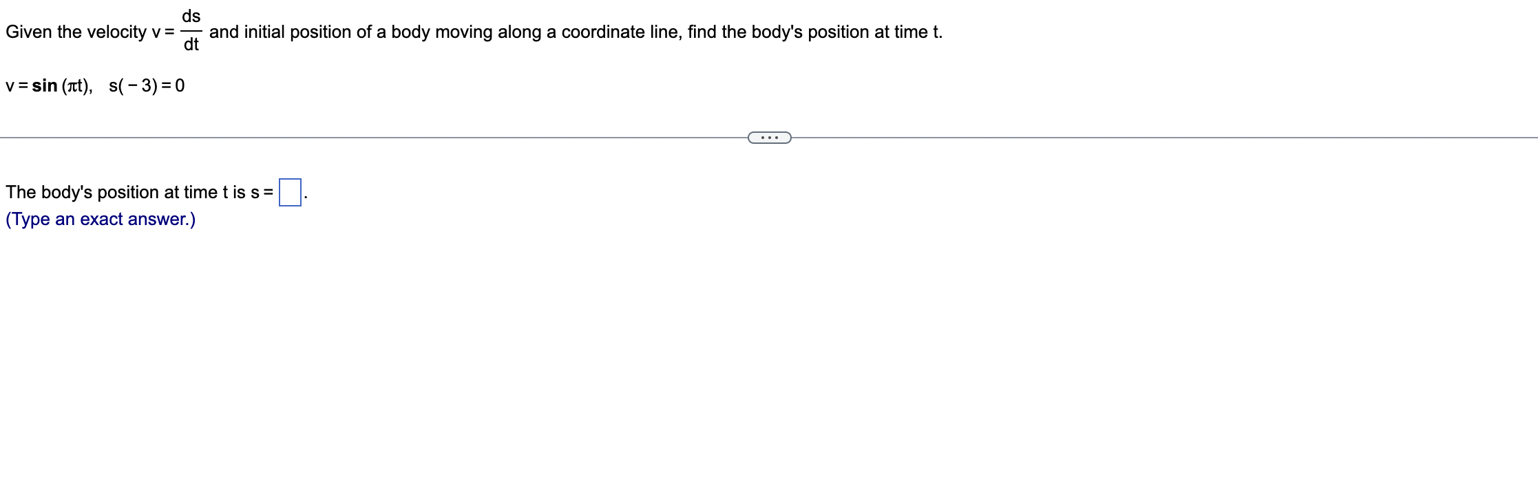 Solved Given the velocity v=dtds and initial position of a | Chegg.com