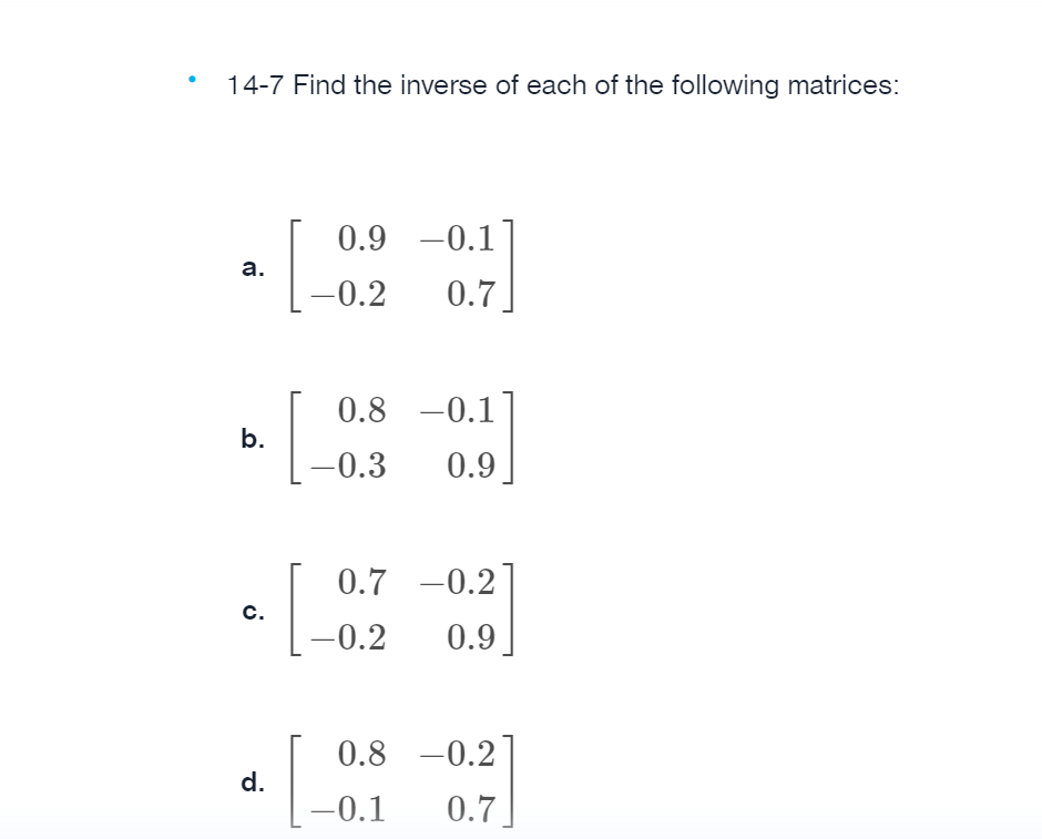 Solved 14-7 Find the inverse of each of the following | Chegg.com