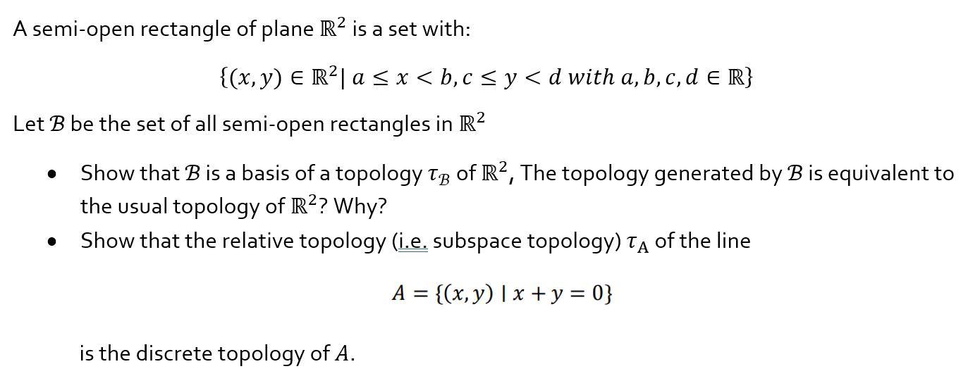 Solved A semi-open rectangle of plane R2 is a set with: | Chegg.com
