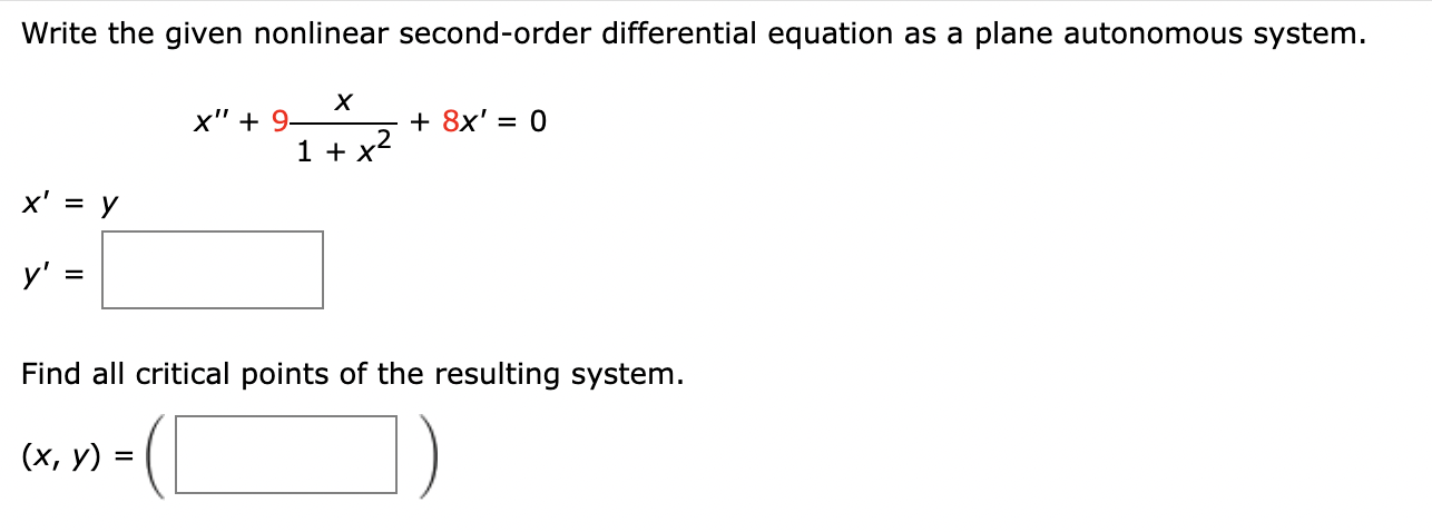 Solved Write the given nonlinear second-order differential | Chegg.com