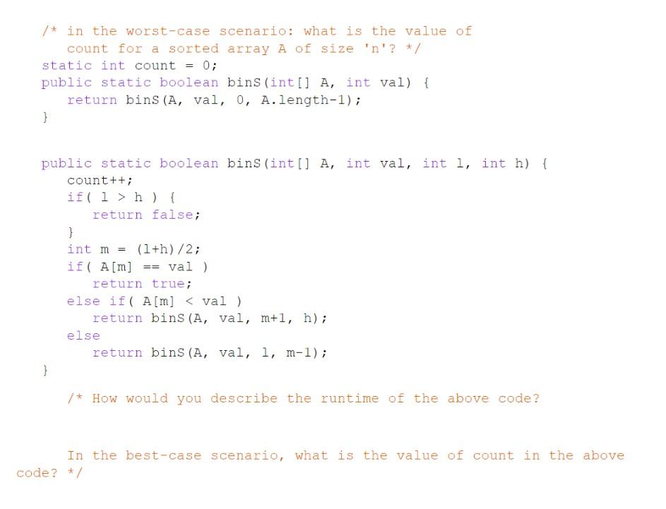 Solved In the best-case scenario, what is the value of count | Chegg.com