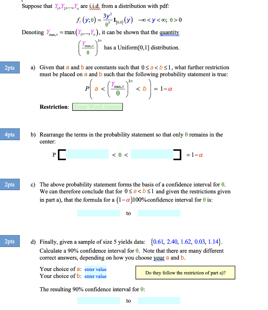 Solved Suppose that Y1,Y2,…,Yn are i.i.d. from a | Chegg.com