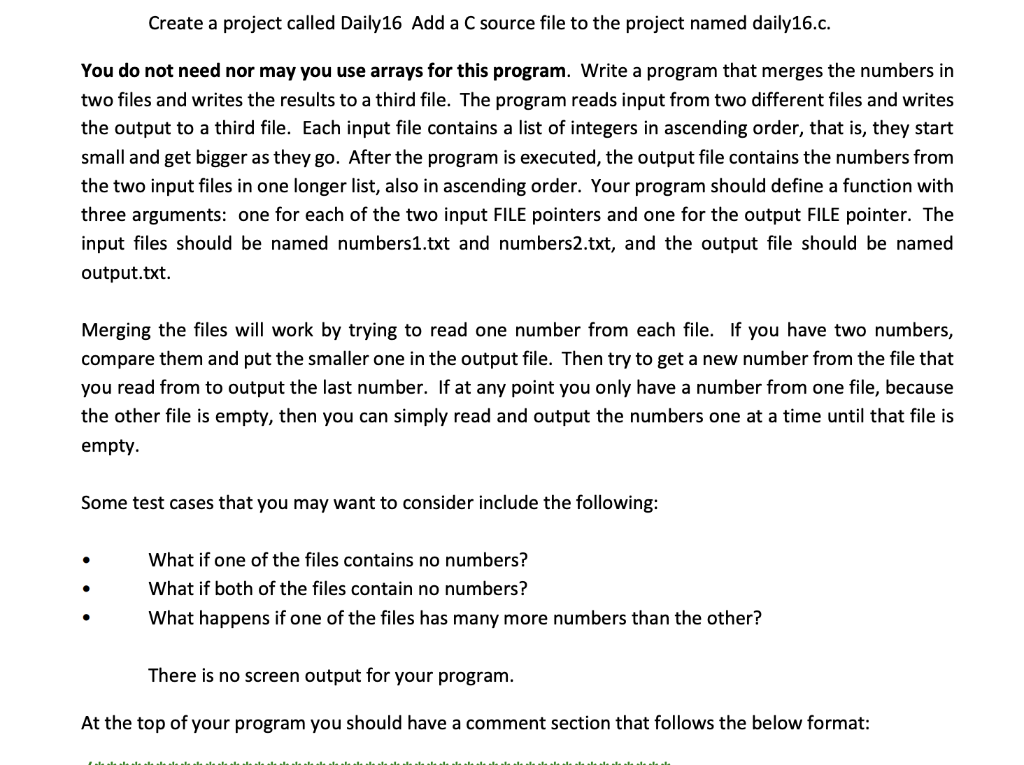 Create A Project Called Daily16 Add A C Source File