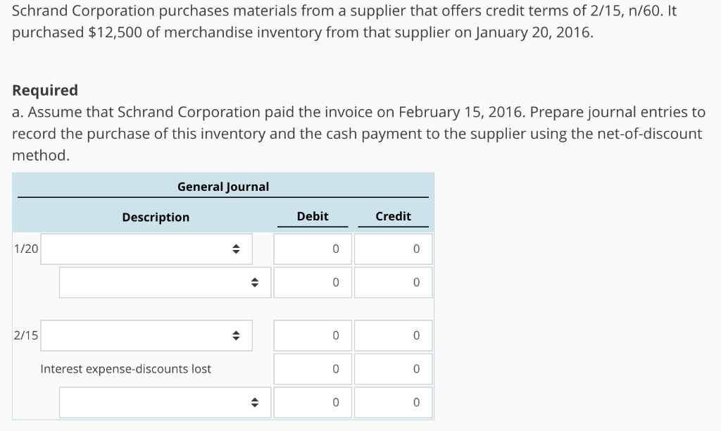 Solved Schrand Corporation purchases materials from a | Chegg.com