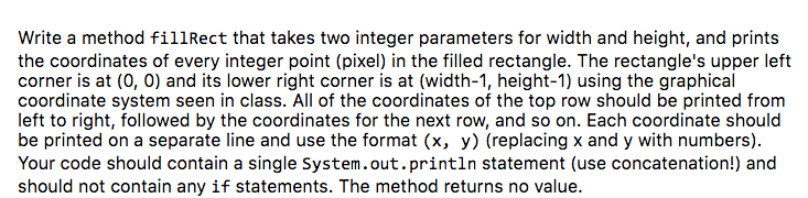 Solved Write a method fillRect that takes two integer | Chegg.com