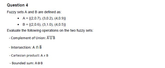 Solved Fuzzy sets A and B are defined as: - | Chegg.com