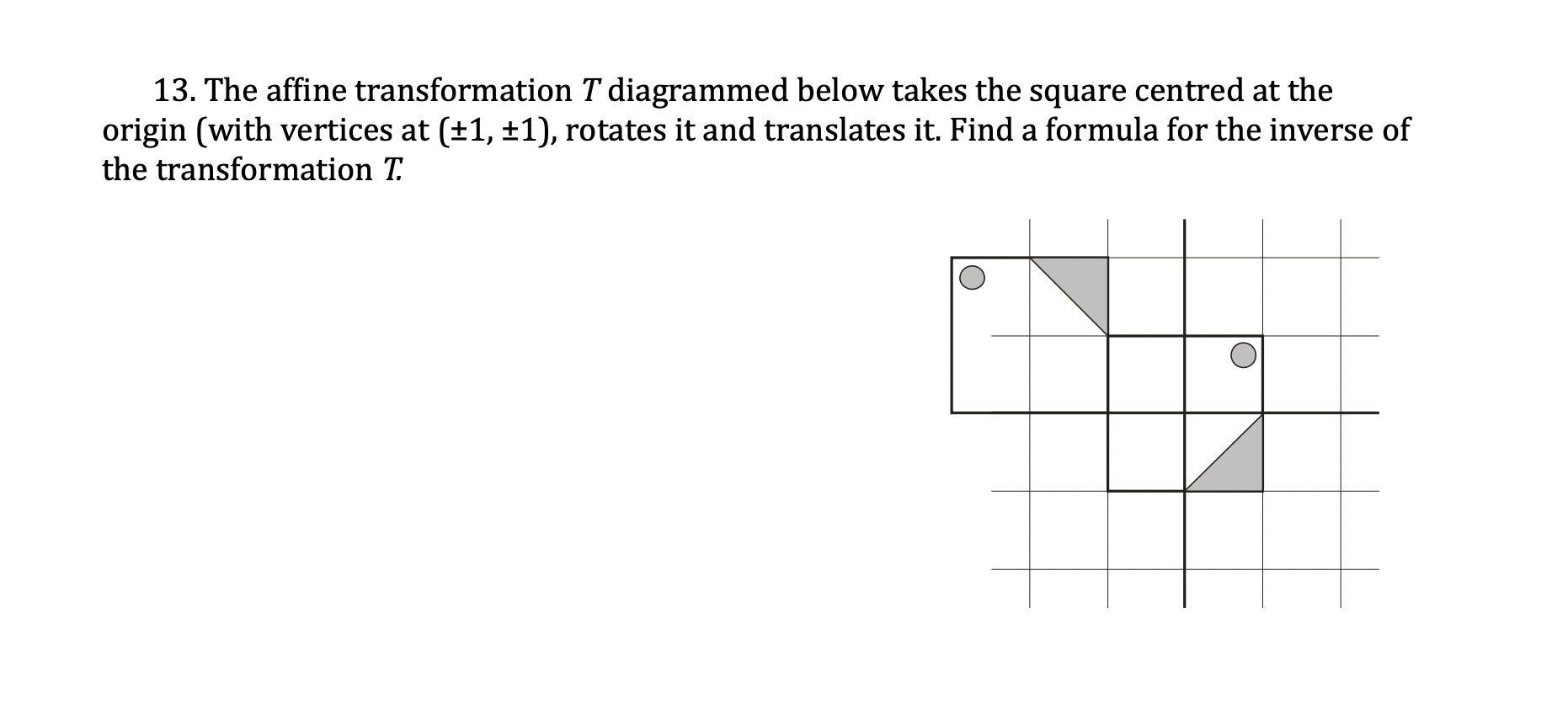 Solved The affine transformation T ﻿diagrammed below takes | Chegg.com