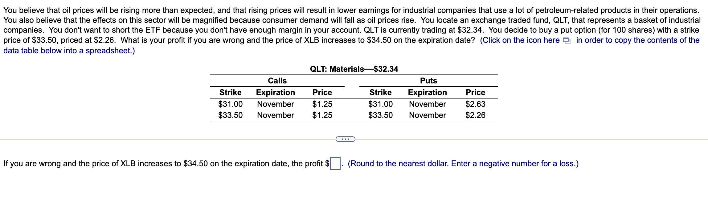 Solved data table below into a spreadsheet.)QLT: Materials- | Chegg.com