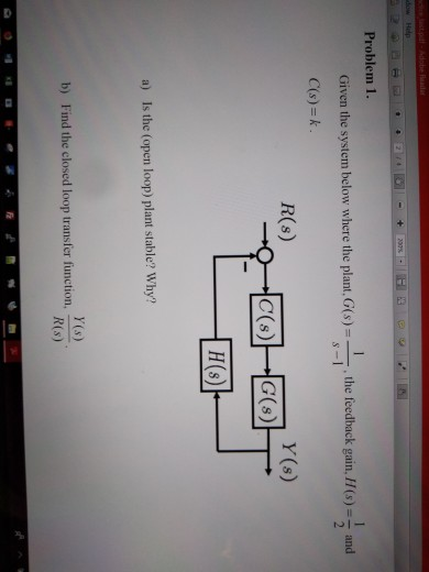 Solved Problem 1. Given the system below where the plant, | Chegg.com