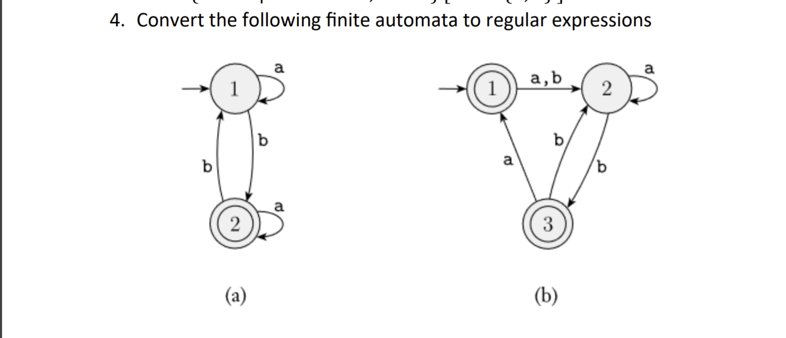 Solved 4. Convert the following finite automata to regular | Chegg.com