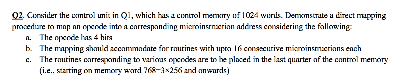 Q1. Consider the control unit and microinstruction | Chegg.com